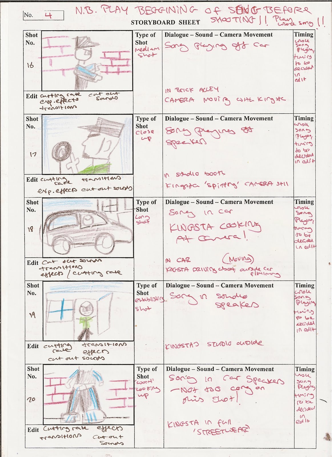 A2 Production Portfolio: video production - storyboards
