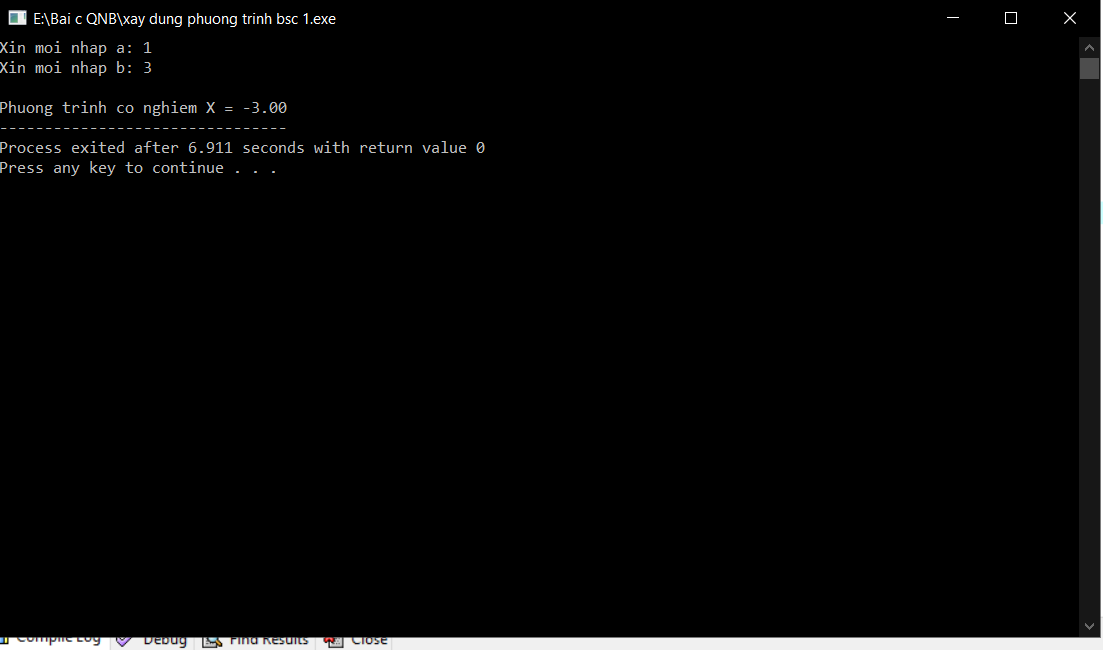 XÂY DỰNG CHƯƠNG TRÌNH GIẢI PHƯƠNG TRÌNH BẬC 1 VÀ BẬC 2 TRONG C/C++