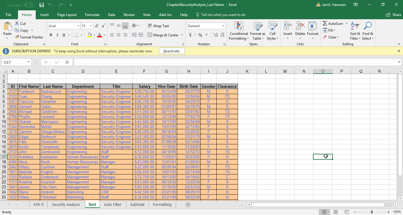 Security Analysis | Excel Exercise | Download Now