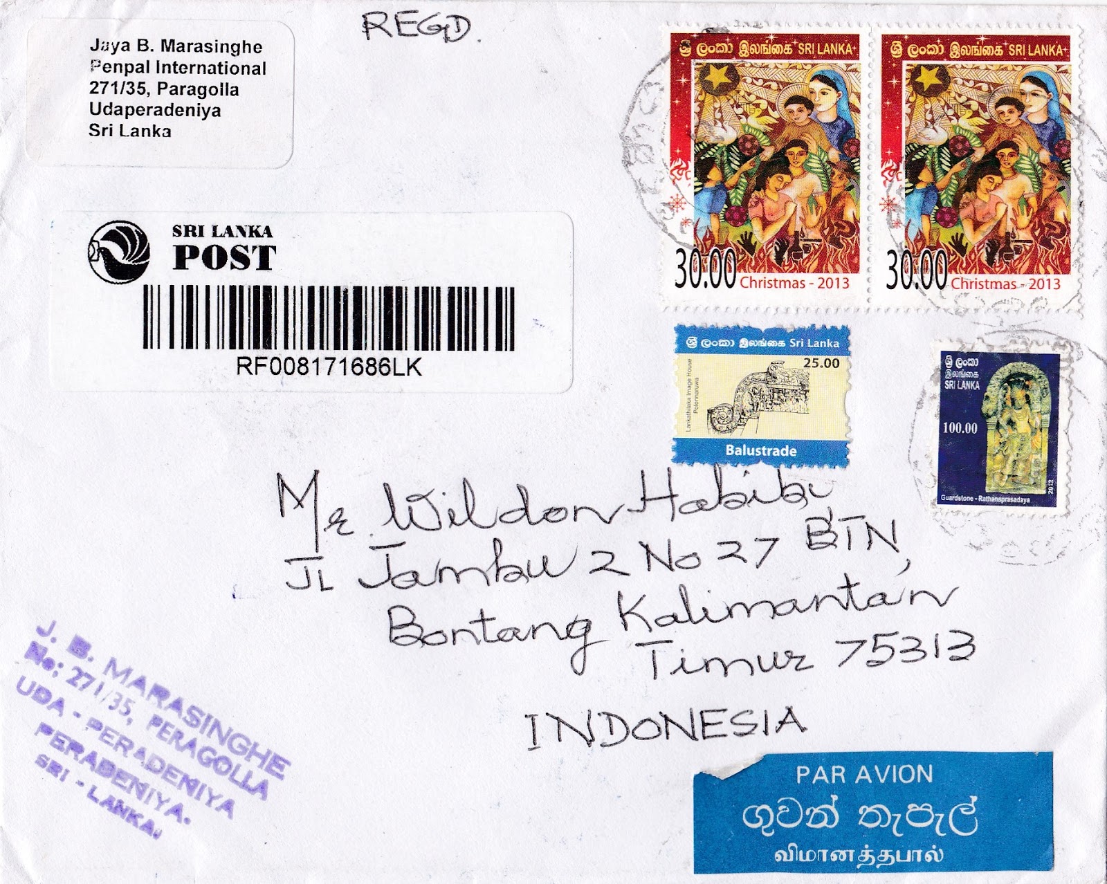 Sri Lanka Registered Letter - Hallery Stamp