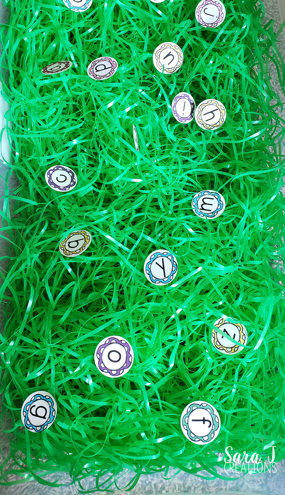 Alphabet Match Flower Sensory Bin | Sara J Creations