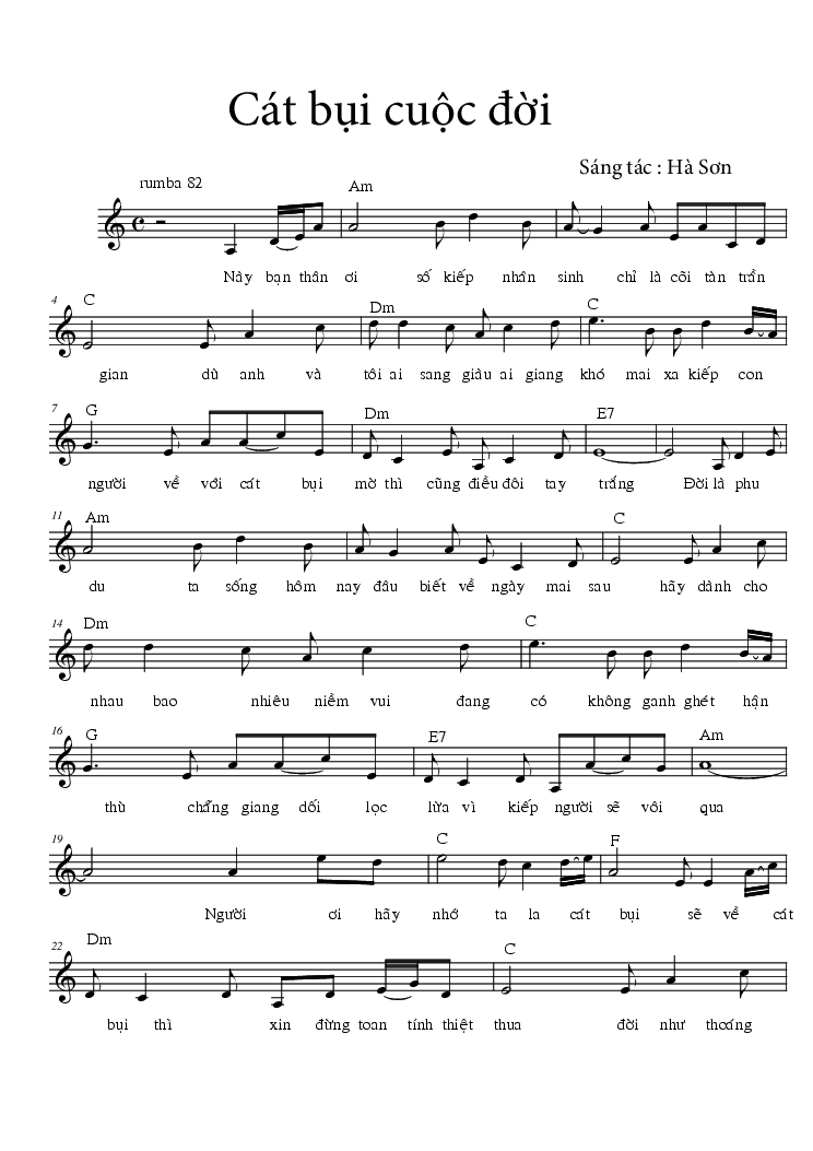 SHEET MUSIC FREE - Sheet PIANO FOR YOU ~ Sheet Nhạc Bài Cát Bụi Cuộc Đời