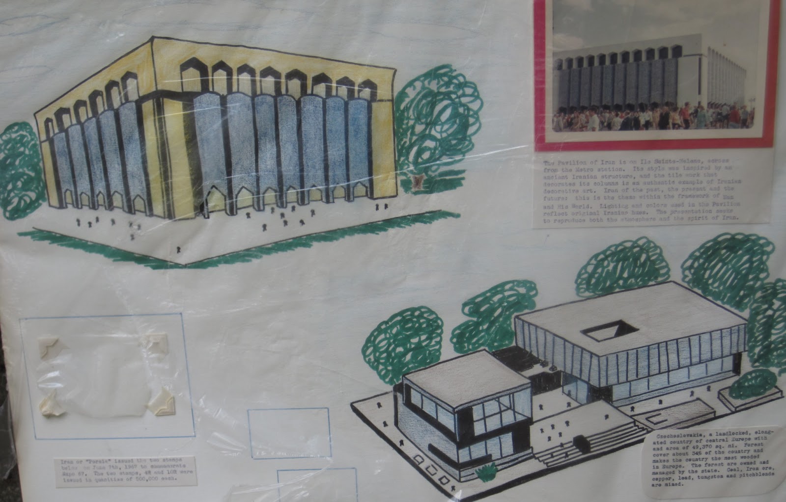 Postal History Corner: Expo 67 Pavilions : Drawings by David Pritchard