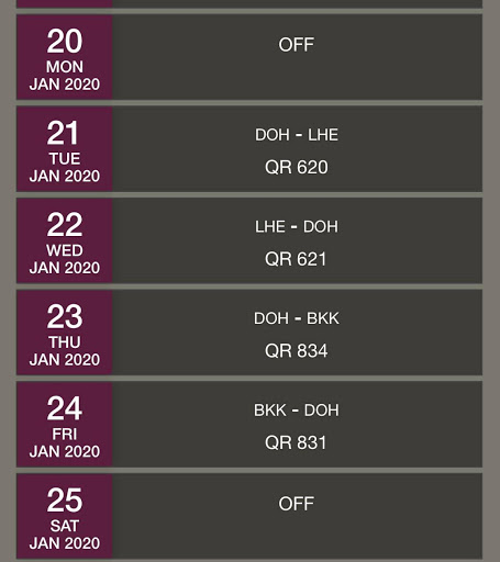 Journey Through Life: Cabin Crew roster - Emirates, Etihad and Qatar ...