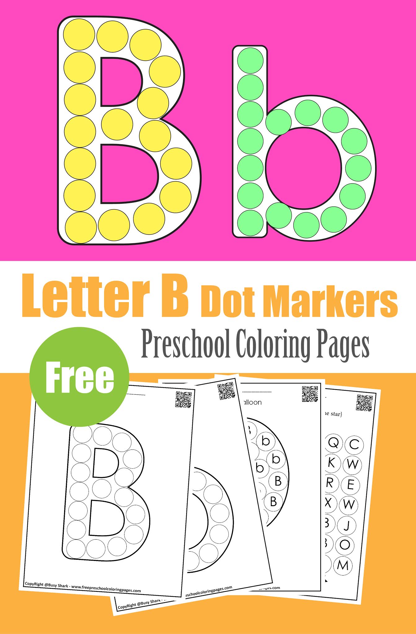 Letter B "10 free Dot Markers coloring pages"