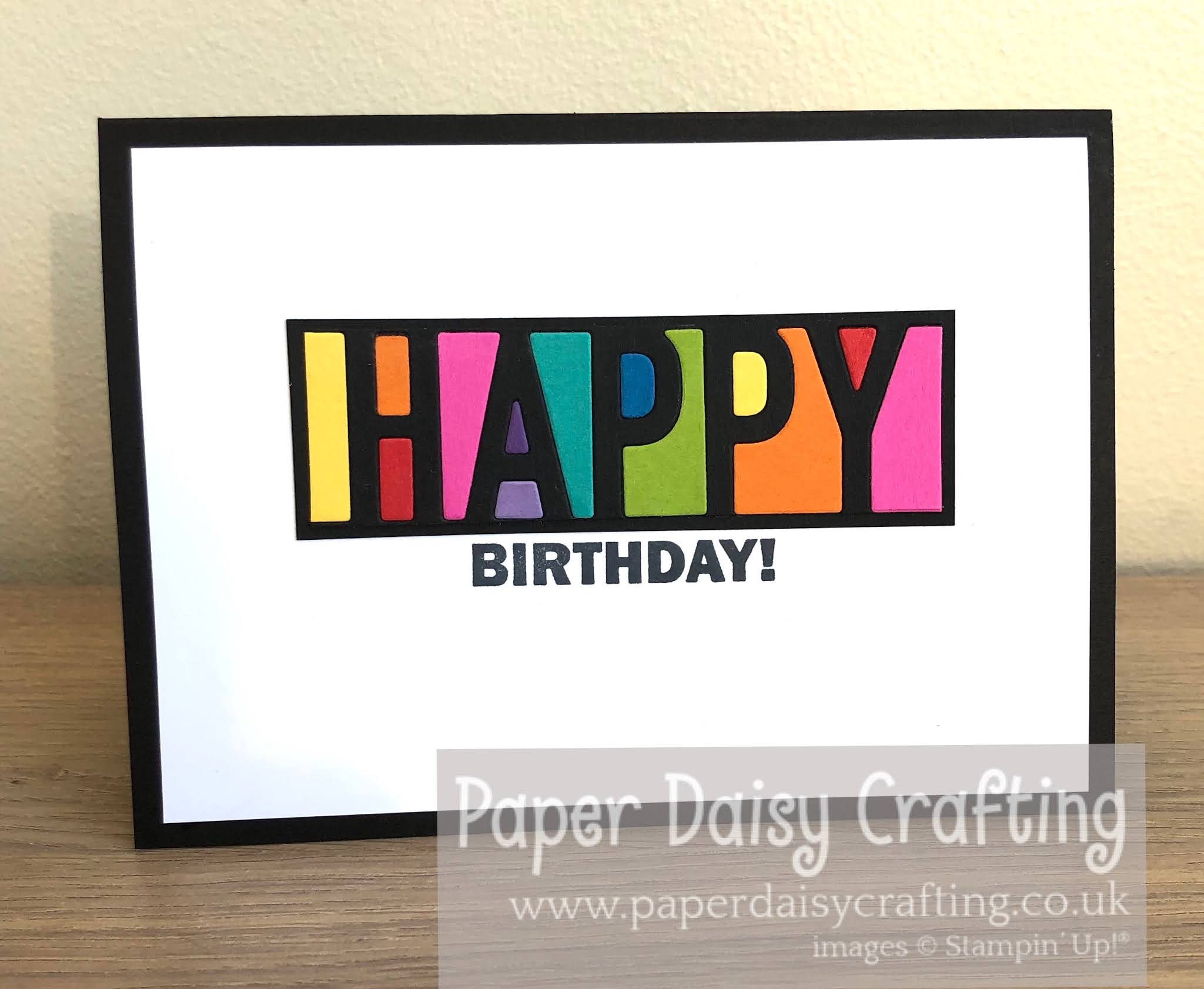 Paper Daisy Crafting: HAPPY card with inlay technique