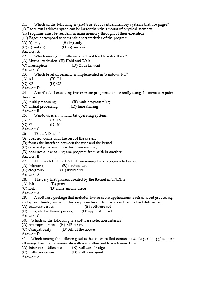 Psc Hsst Computer Science Hsst Cs Qp 3482005 Part I