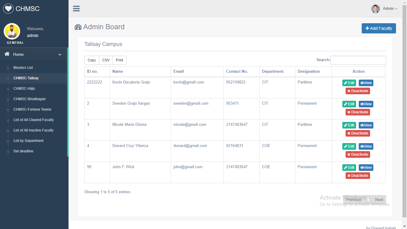 Online Faculty Clearance Management System in php mysql with Source Code | Free Download