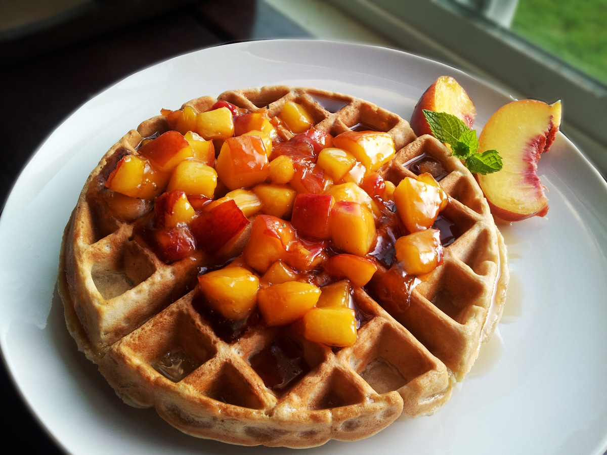 A Profound Hatred of Meat: Spiced Waffles with Peach Compote