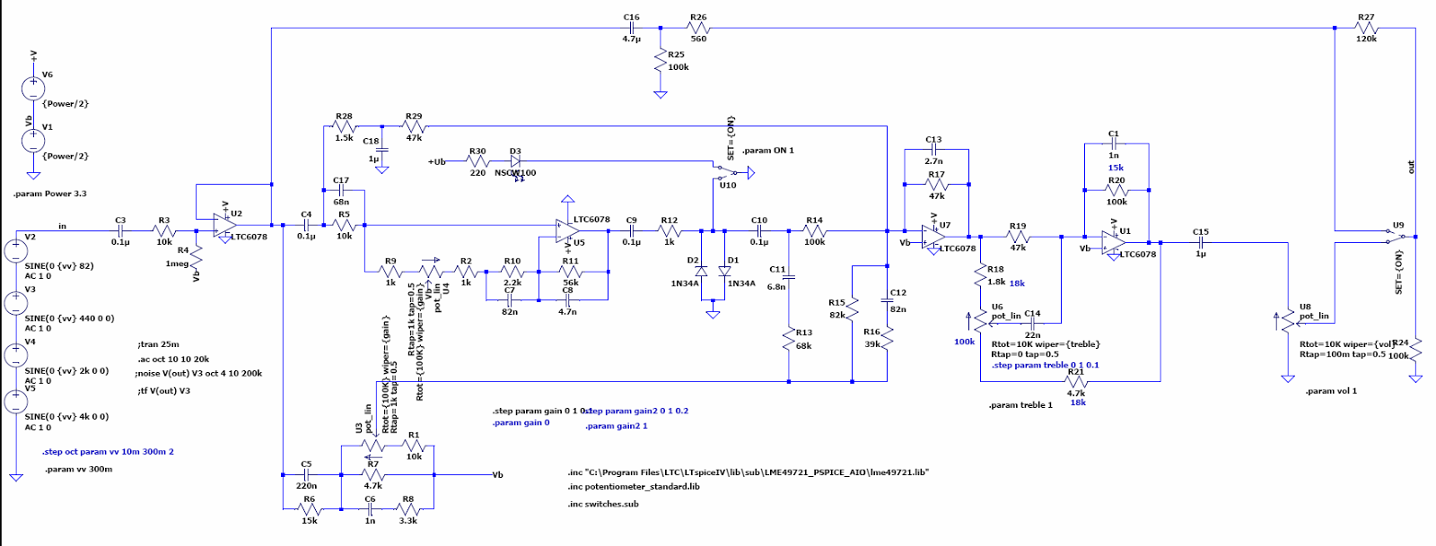 Rezzonics: Klon Centaur 3v3 Clone: LTspice analysis