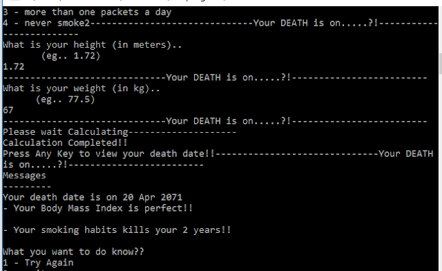 C Program To Calculate Your Death Time When Will You Die Using Switch Case