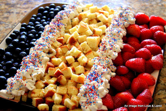 Love & Lentil: Red White and Blue - A colorful dessert with Pound Cake