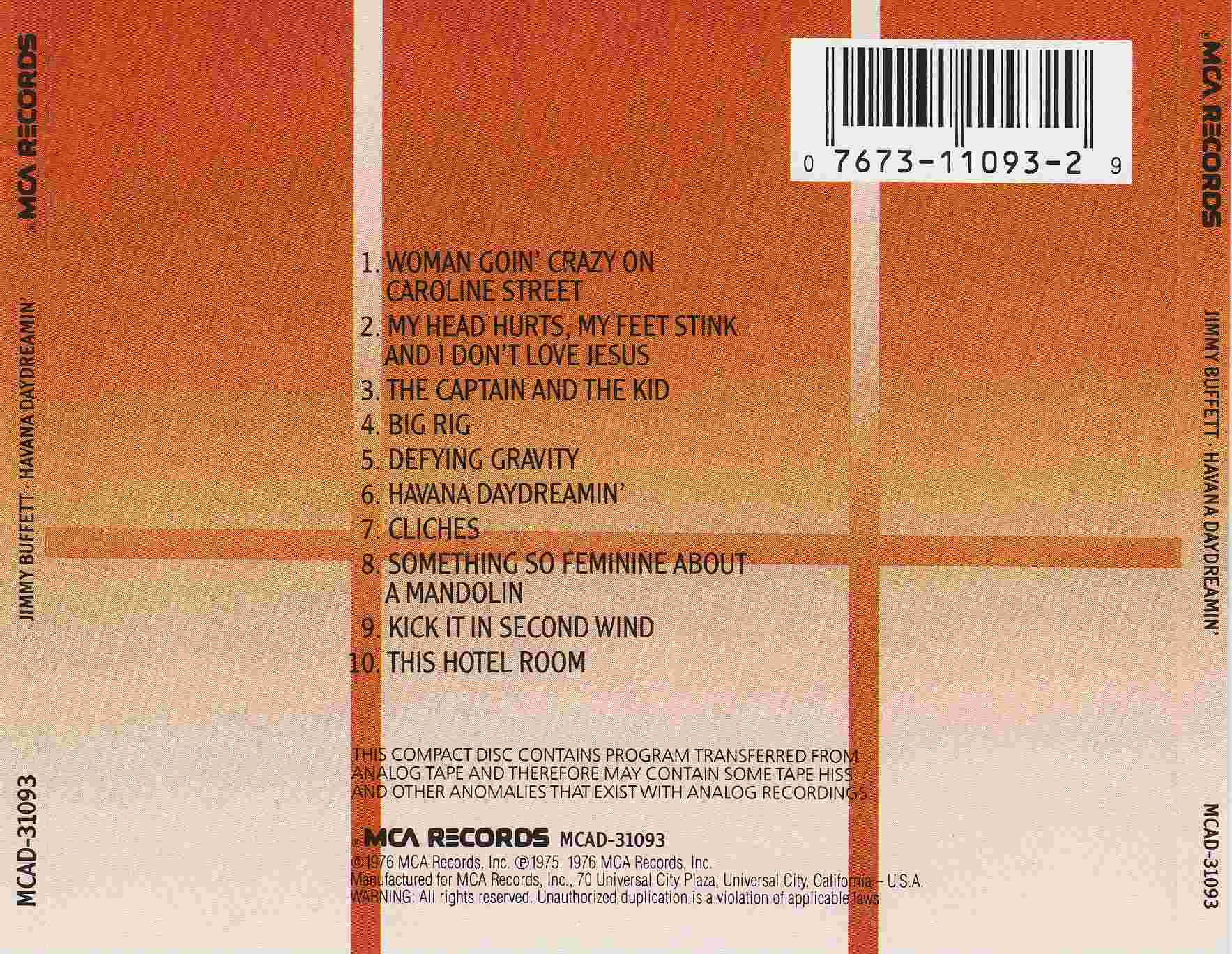 Classic Rock Covers Database: Jimmy Buffett - Havana Daydreamin' (1976)