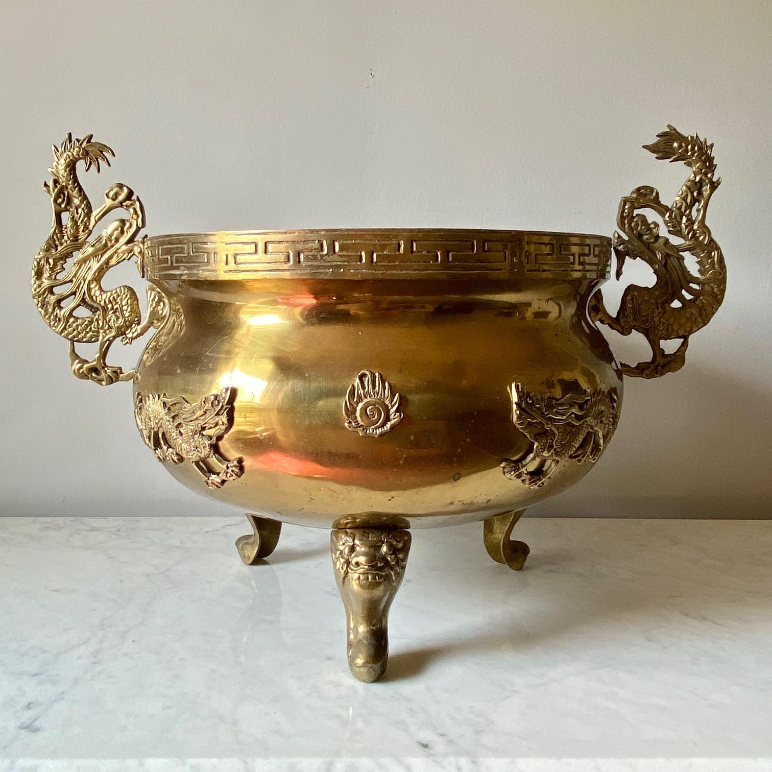 Honeywood Studio: Large 19th Century Chinese Brass Jardinière or Planter