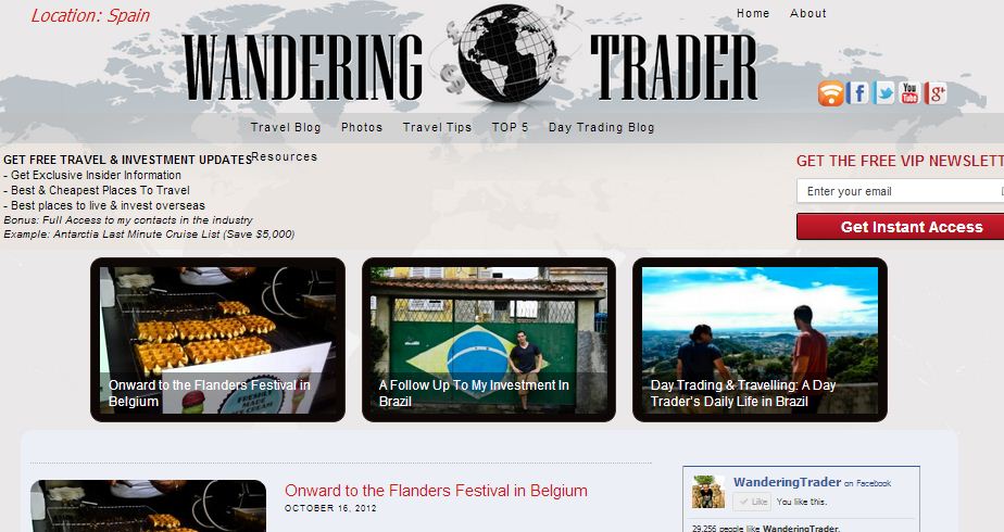 The Website Hopper: Wandering Trader - a travel blogger and a trader