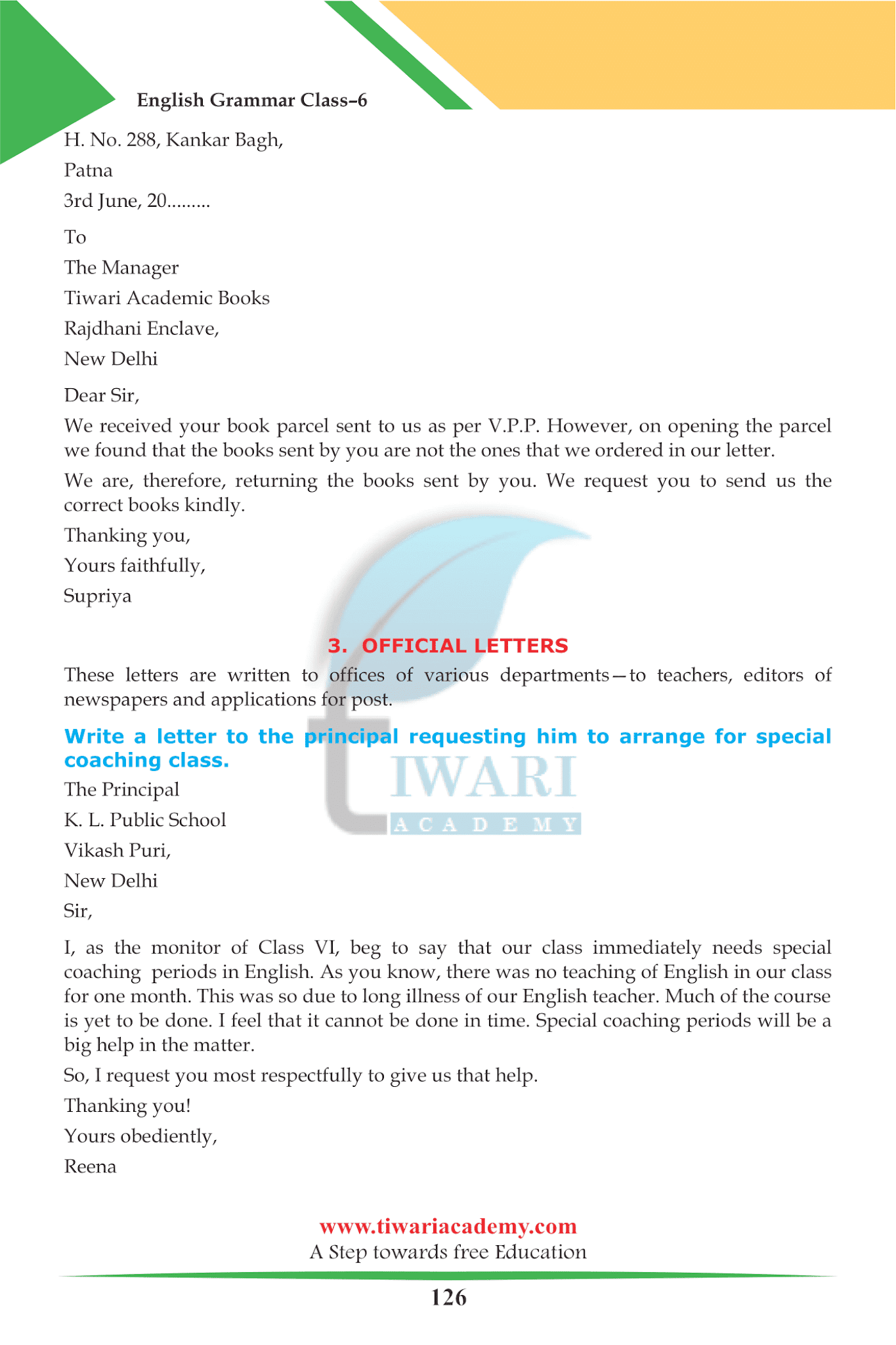 Formal Letter Format Cbse Class 6 - Birthday Letter