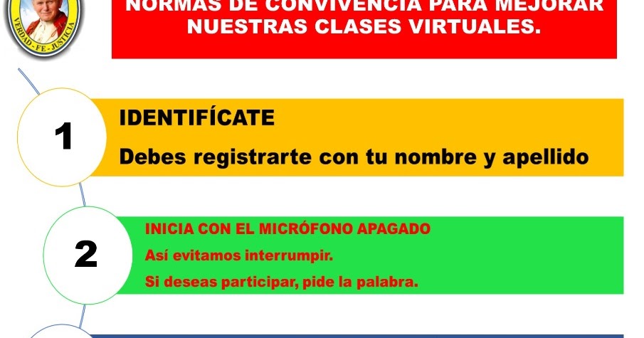 Normas de Convivencia para mejorar las Clases Virtuales: 1º a 5º ...