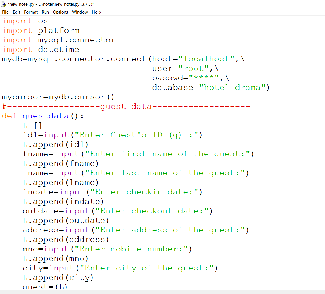 Hotel Management using Python and MySQL