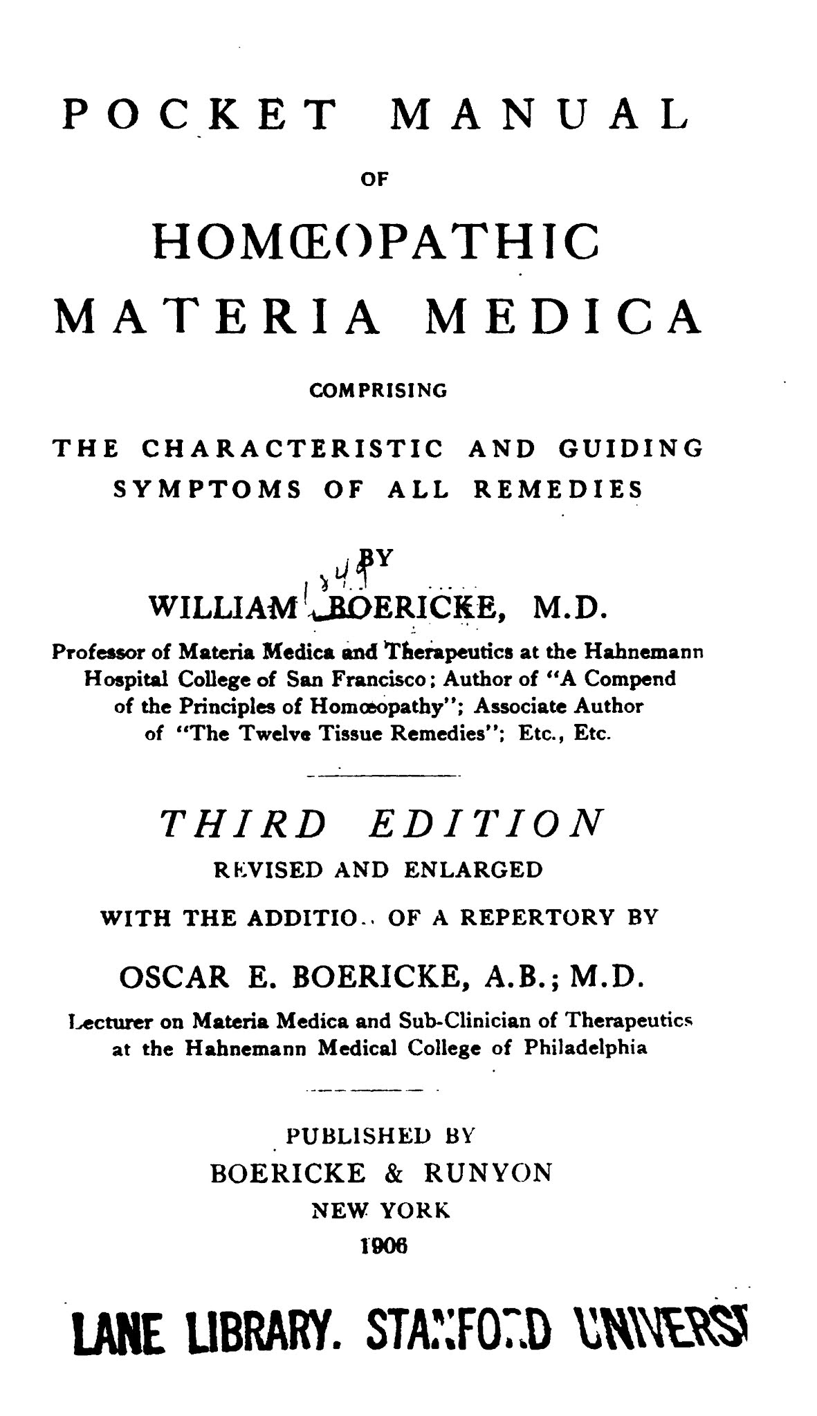 Homoeopathy: Dr. Boericke