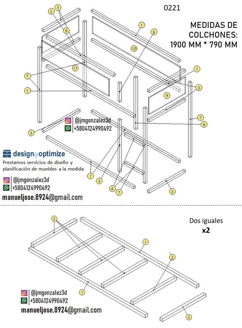 Diseño De Muebles Madera: Planos de Fabricación: Litera con Tablones ...