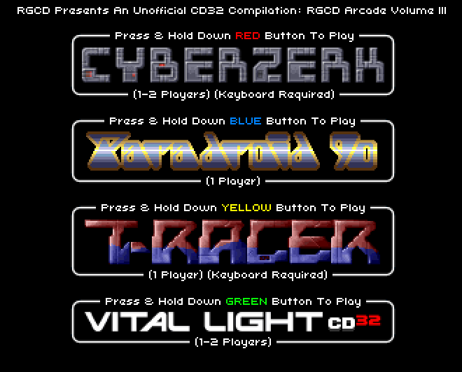 RGCD: RGCD Arcade (Volume Three) (Amiga CD32) [Keyboard Required]