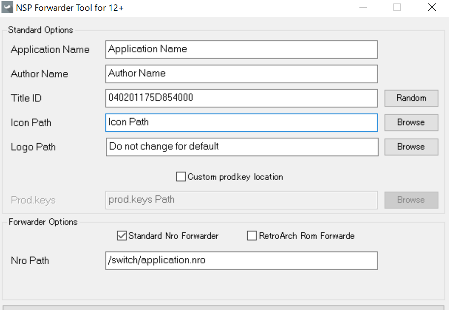 ニンテンドースイッチ 自作カスタムNSP作成方法(GUI for NSP Forwarder tool for 12+)