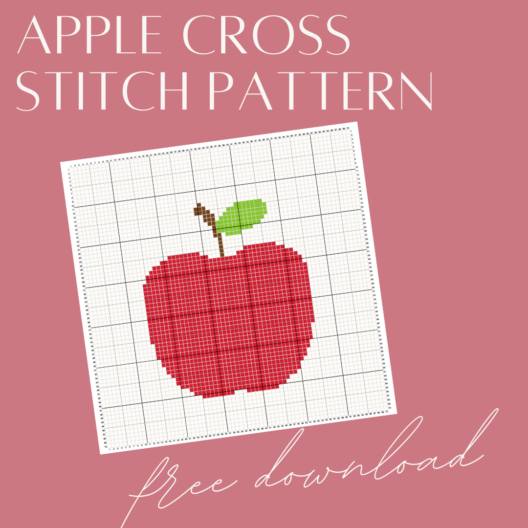 An apple for the teacher - free apple cross stitch pattern |Keeping it Real