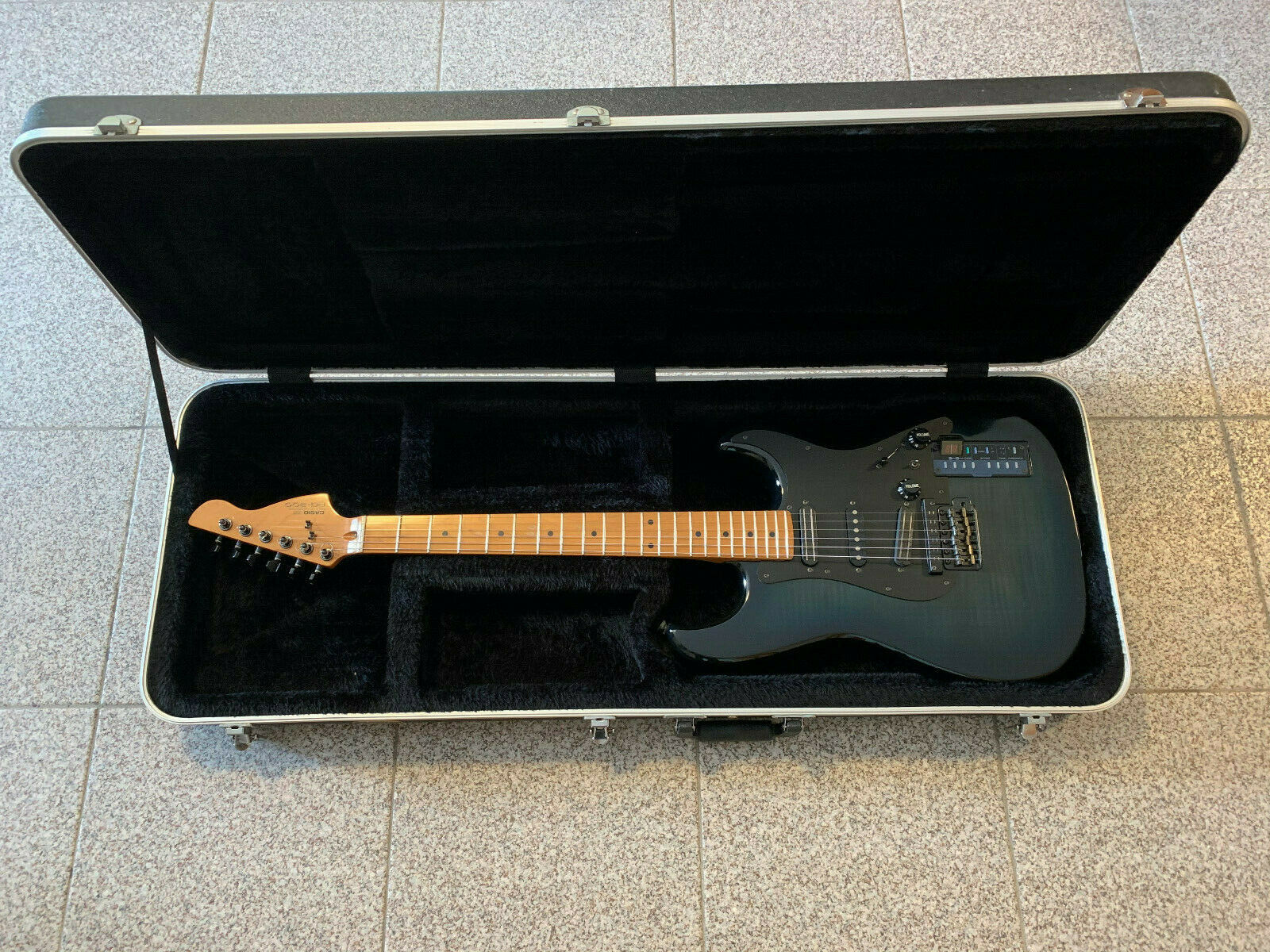 MATRIXSYNTH: Casio PG-300 Turquioseburst Flame Electric Guitar with Midi and Synth Sounds SN 001541