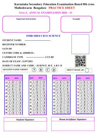 SSLC Model OMR Sheet | Karnataka Secondary Education Examination Board ...