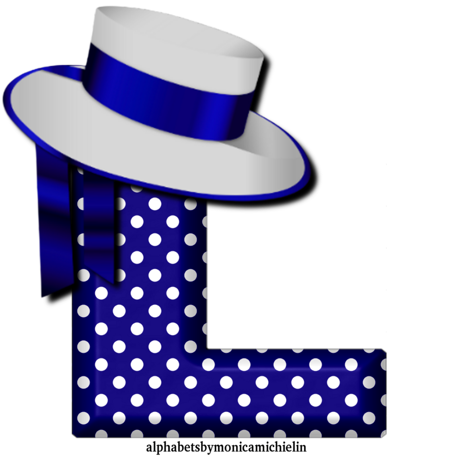 M. Michielin Alphabets: 1 - BLUE POLKA DOTS HAT ALPHABET PNG