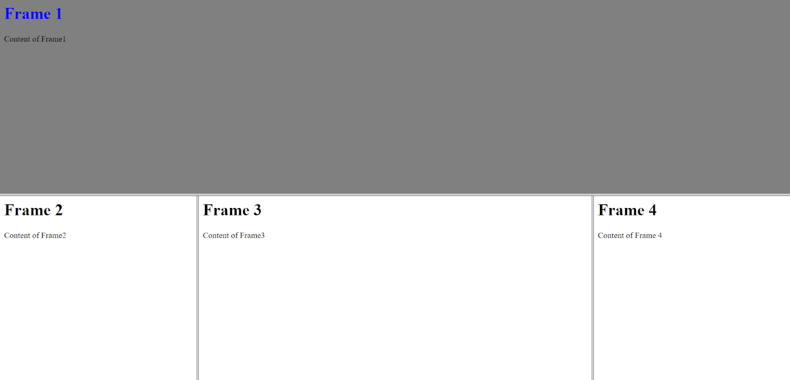 Write HTML code for given Frames Write HTML code for given Frames