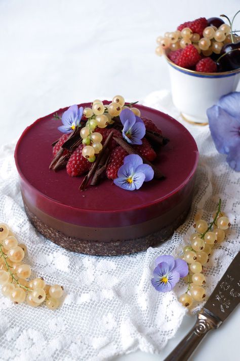 Chocolate Raspberry Bavarois - Vegan Cake Delicious