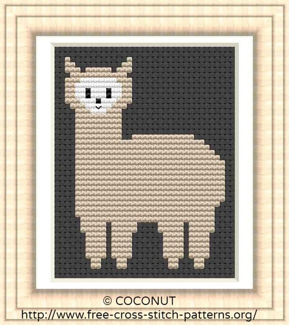 Alpaca, Free and easy printable cross stitch pattern | Free cross ...