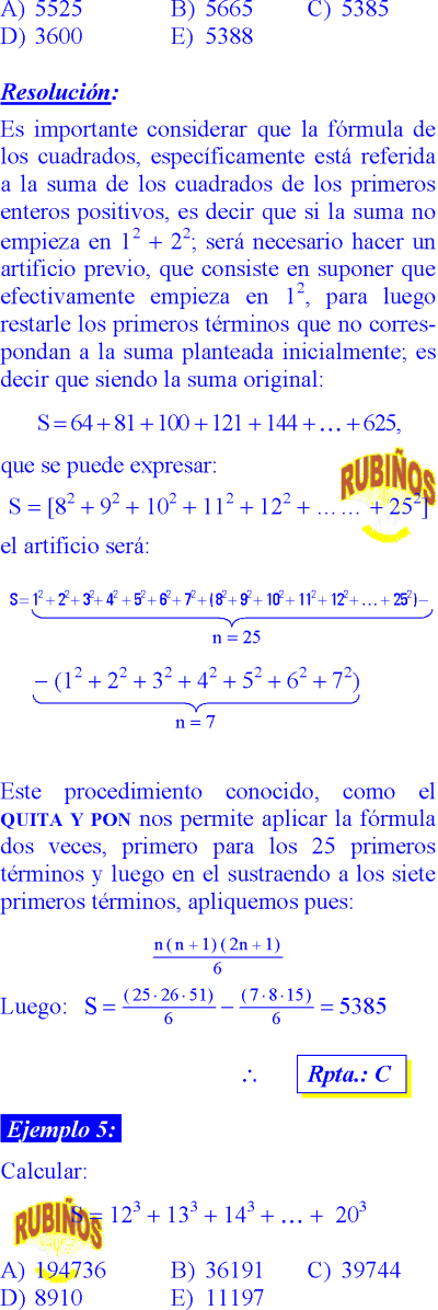 SUMATORIAS EJERCICIOS RESUELTOS