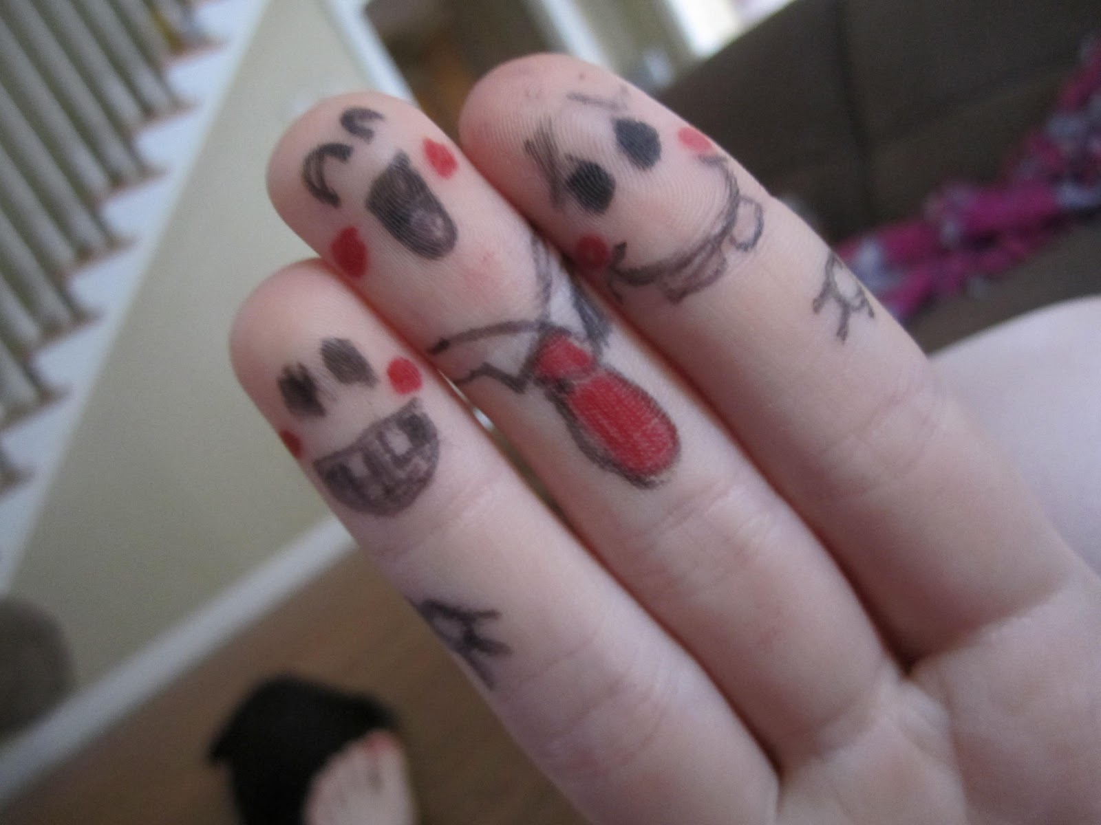 Goin' Over The Edge: Blossom Punch embossed card and finger people