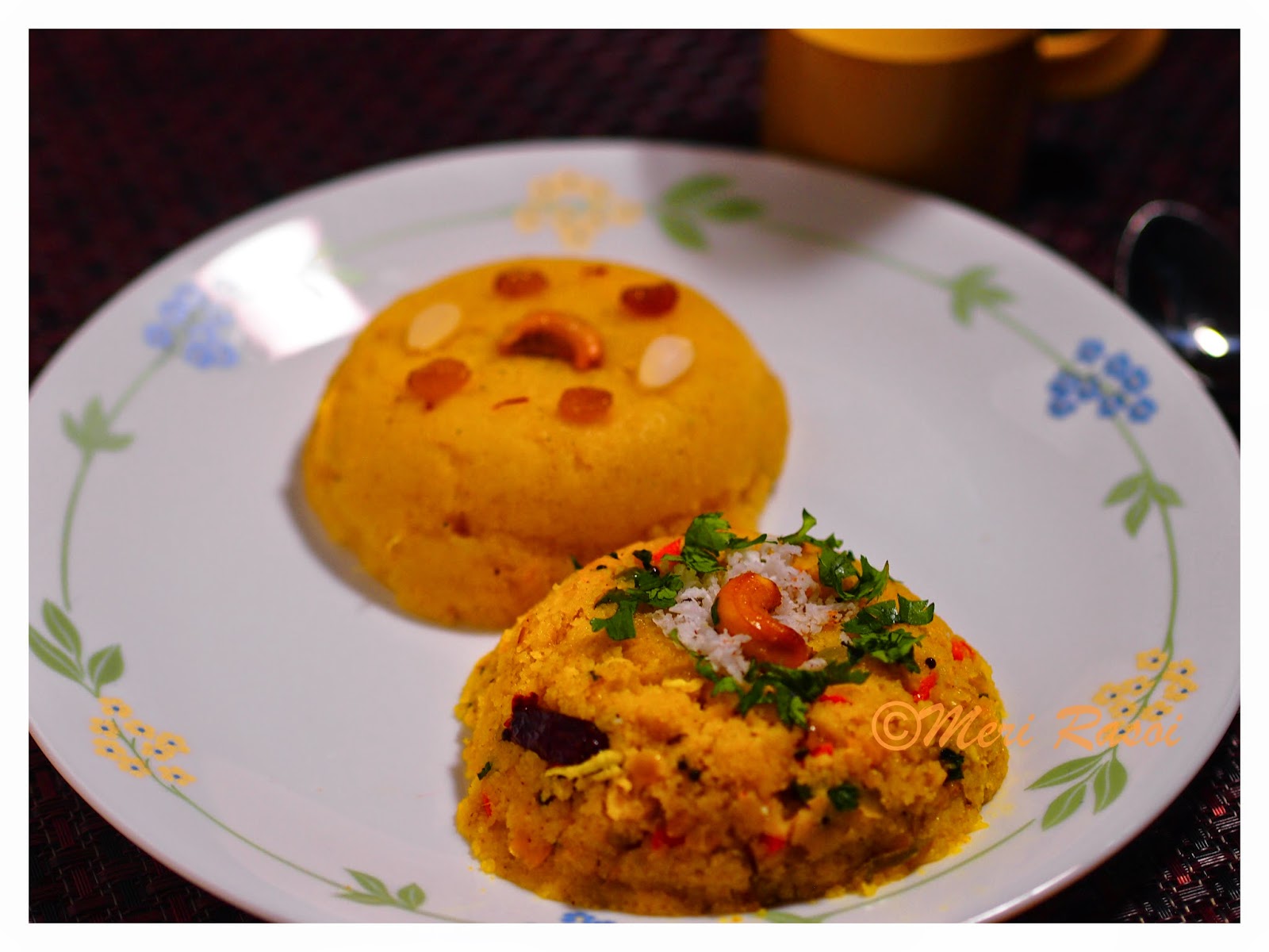 Meri Rasoi: Chow Chow Bhath ---> Sweet and Savory Semolina Breakfast Combo