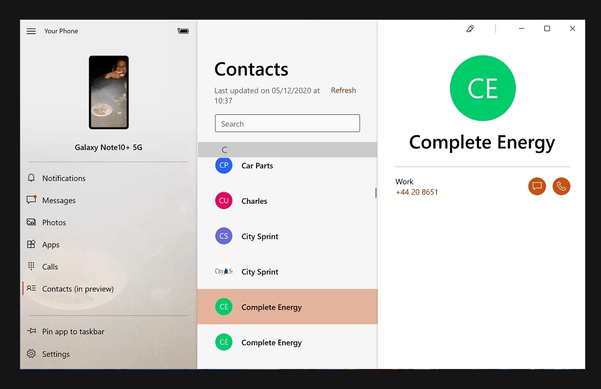 The Your Phone App Now Lets You Access Contacts From The Comfort Of ...