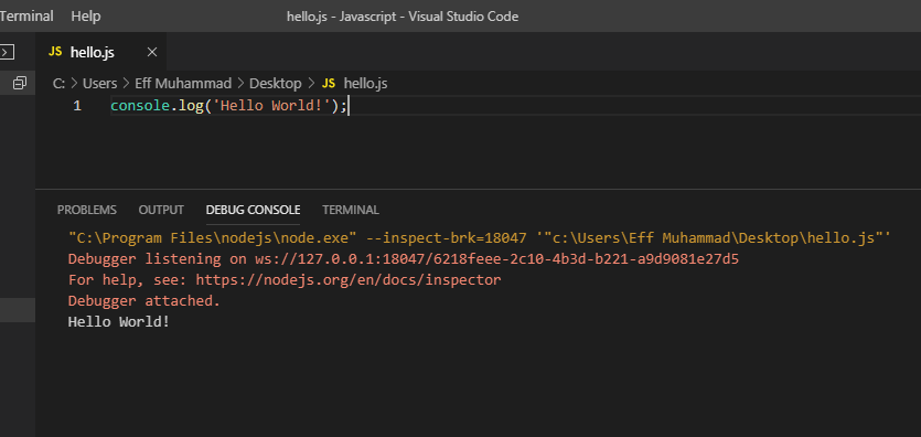 Cara Menjalankan program JavaScript di Visual Studio Code | Effolder
