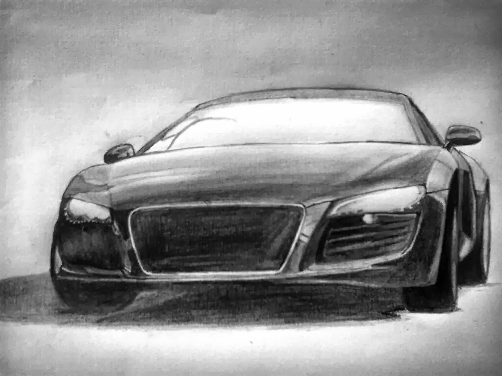 godofdraw: Black Audi R8 pencil drawing-step by step