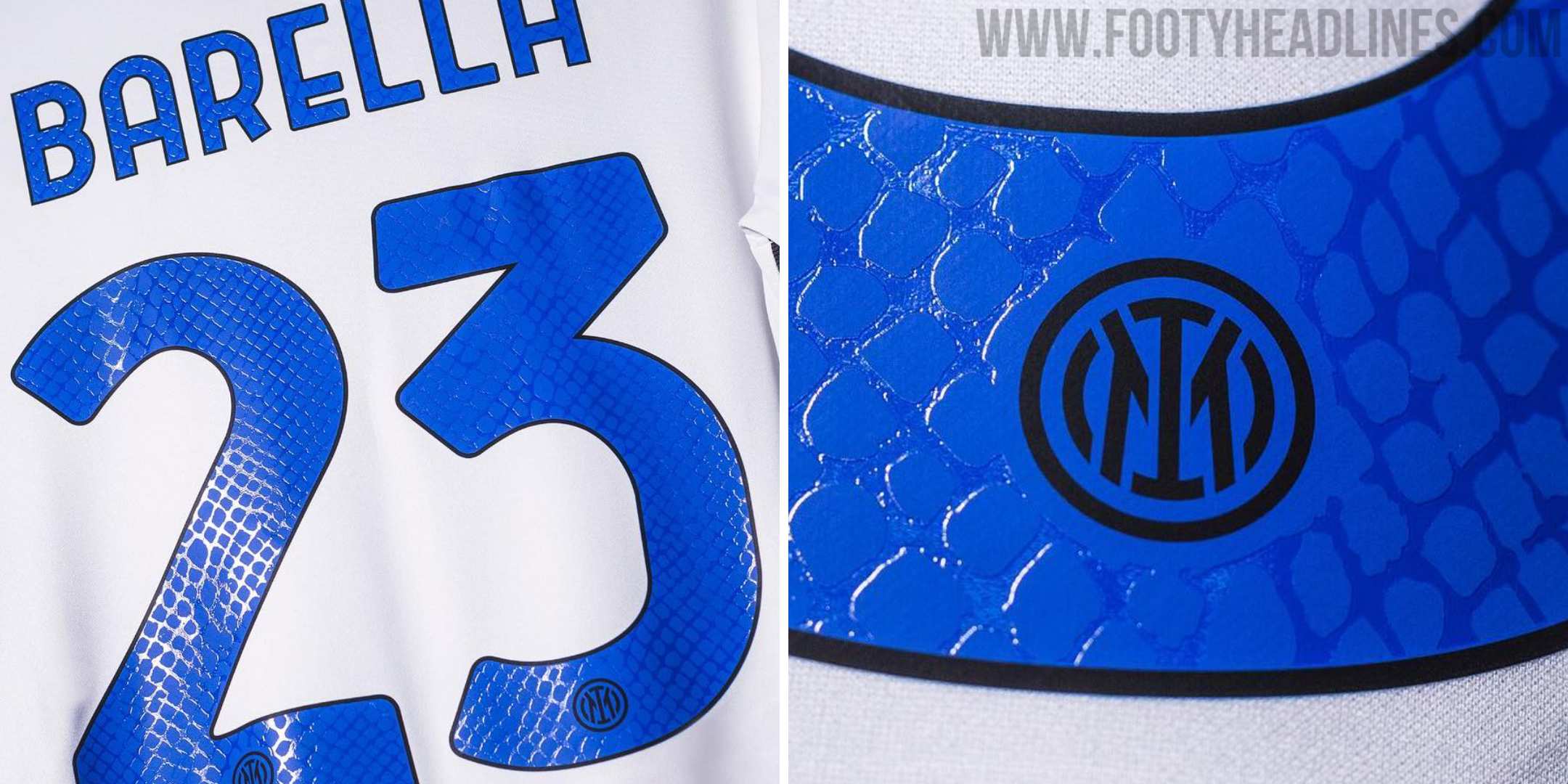 Inter 21-22 Away Kit Font Features Snake Design - Footy Headlines
