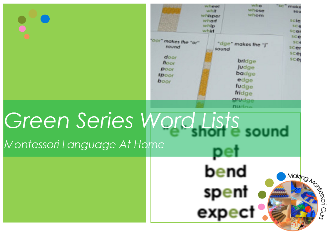 Green Series Word Lists, Montessori Language At Home - "Making ...