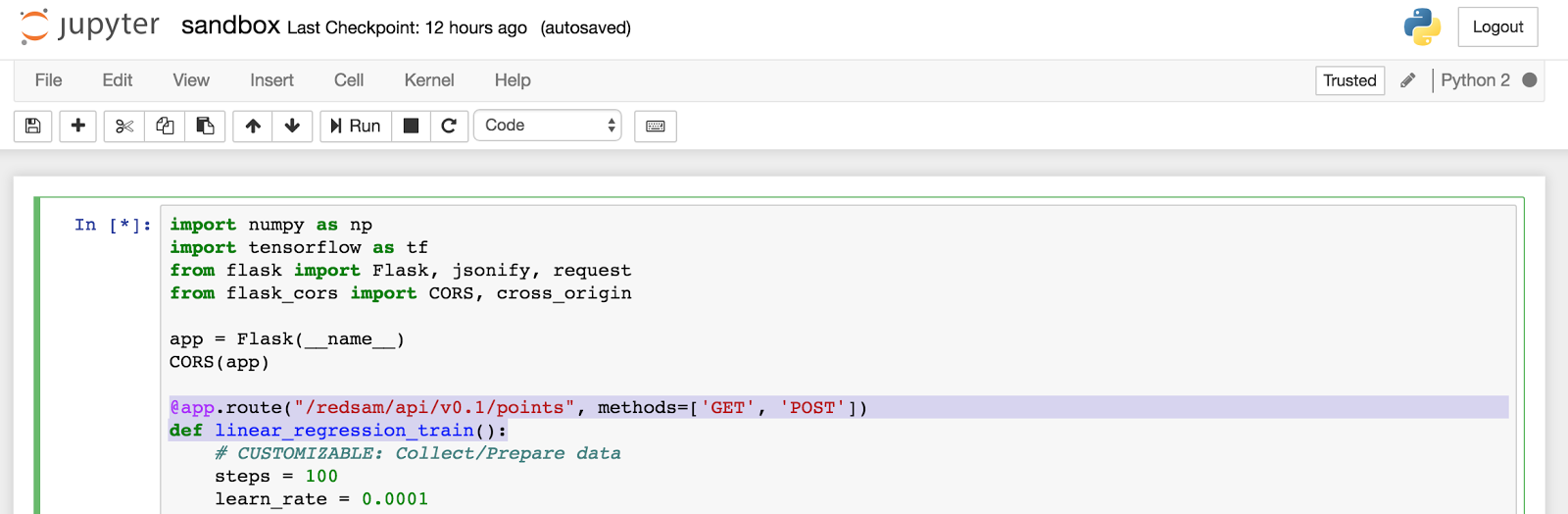 Andrej Baranovskij Blog Tensorflow Linear Regression Model Access With Custom Rest Api Using Flask