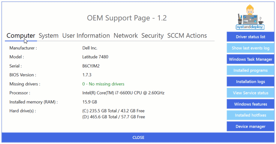 Powershell tool: OEM Support Page | Syst & Deploy