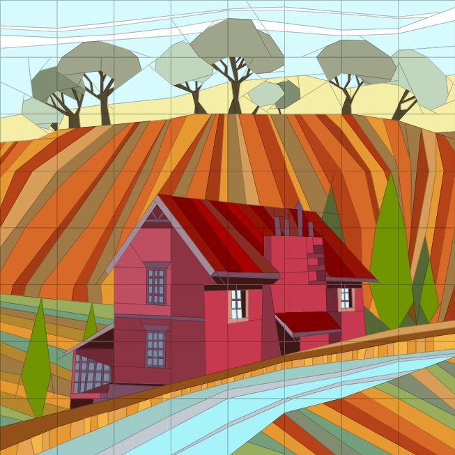 Quilt Art Design: Fall Landscape String Quilt