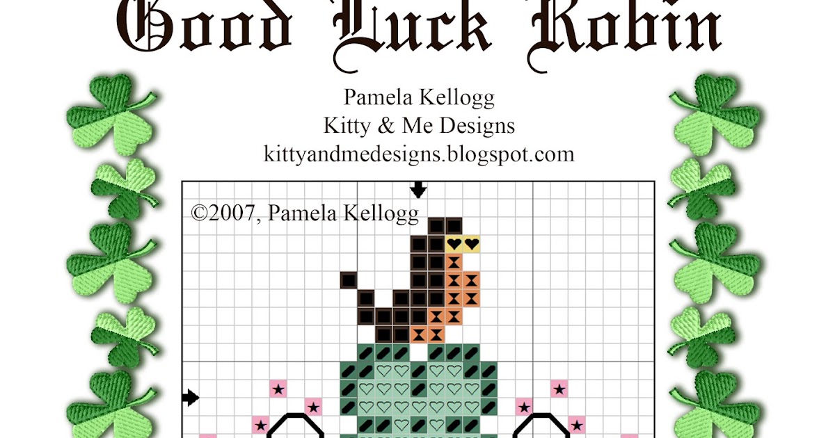 Kitty And Me Designs: Good Luck Robin Complimentary Cross Stitch Pattern