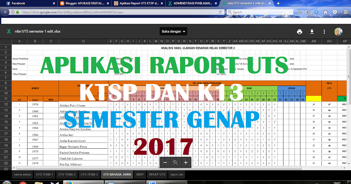 Aplikasi Raport Ulangan tengah Semester KTSP dan K13 - Buku Ajaran SMA SMK
