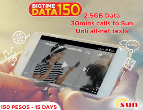 Sun Big Time Data 150: 2.5GB Data, Unli All Net Texts + 30mins Calls to ...