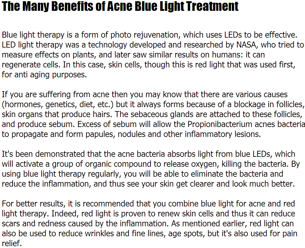 Acne Blue Light Treatment - The Many Benefits of Acne Blue Light ...