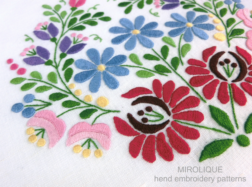 Hand Embroidery Pattern Hungarian Kalocsa flowers - Studio Mirolique