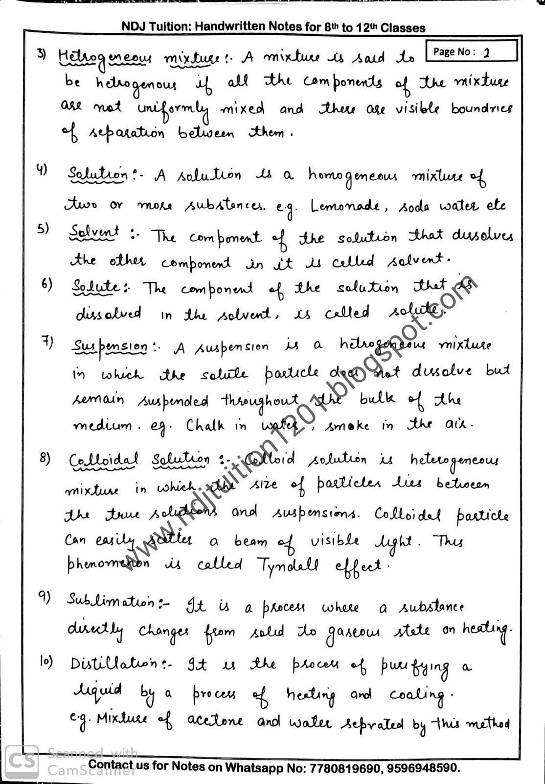 Is Matter Around Us Pure Class 9th Science Handwritten Notes